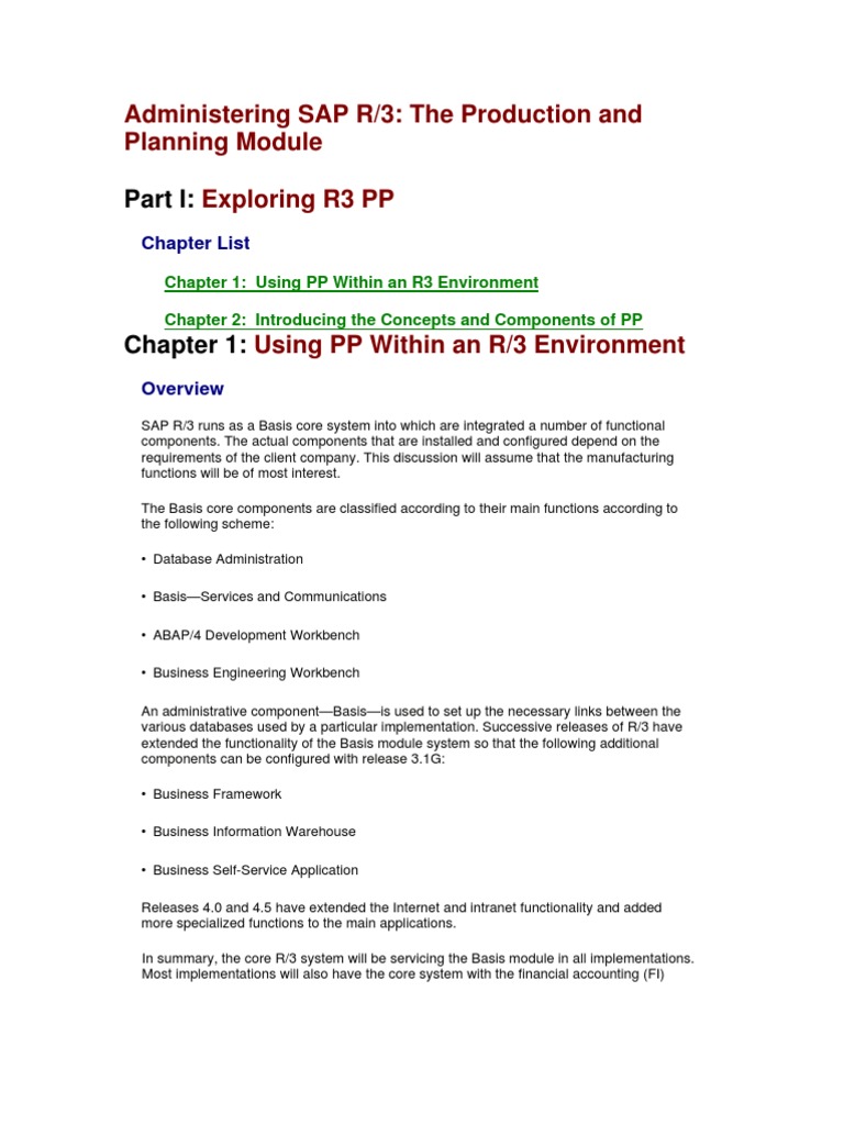 Administering SAP R3 - Production & Planning Module | PDF | Abstraction (Computer Science ...