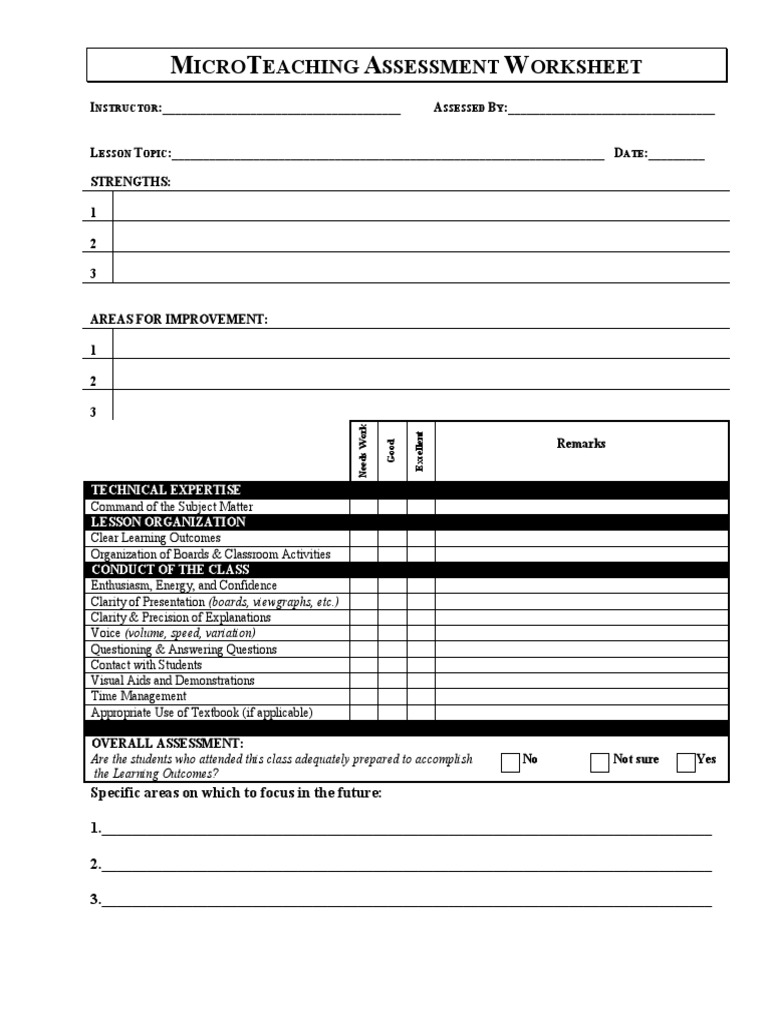 Microteaching Peer Eval Sheet | PDF