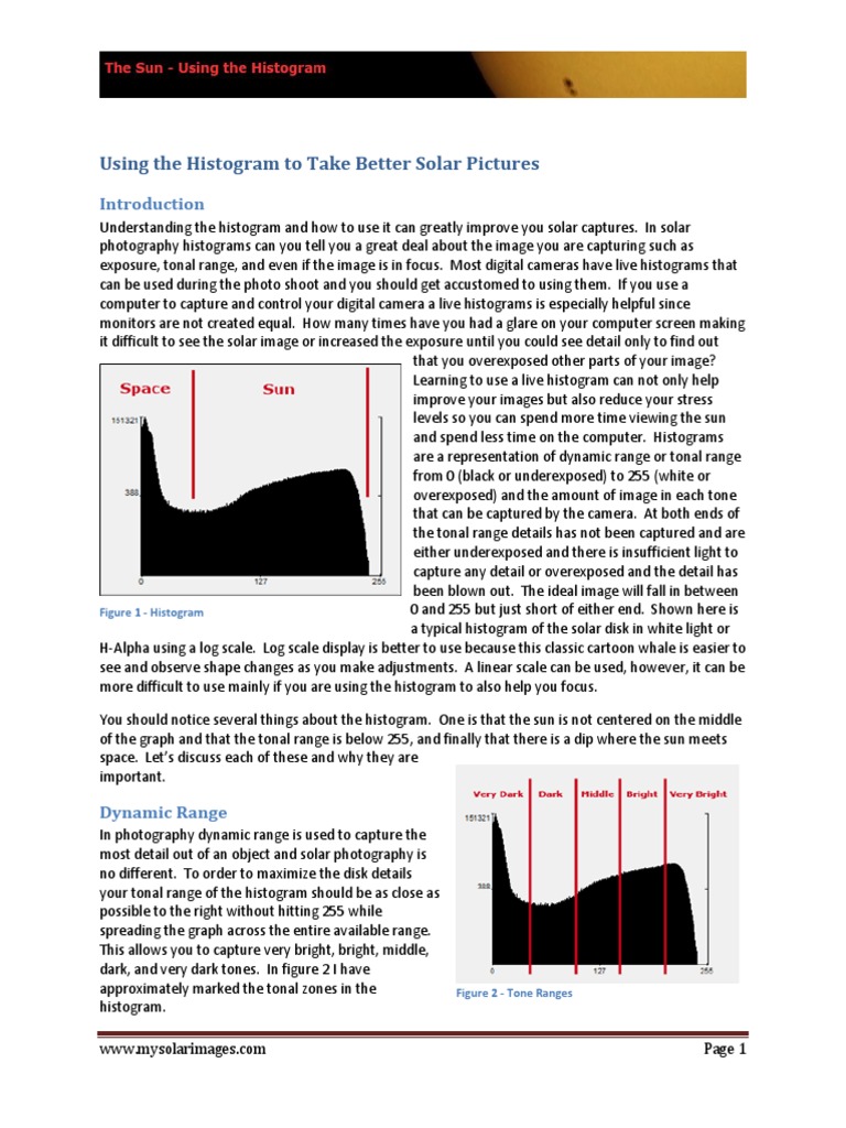 Imaging The Sun - The Histogram | PDF | Exposure (Photography) | Camera
