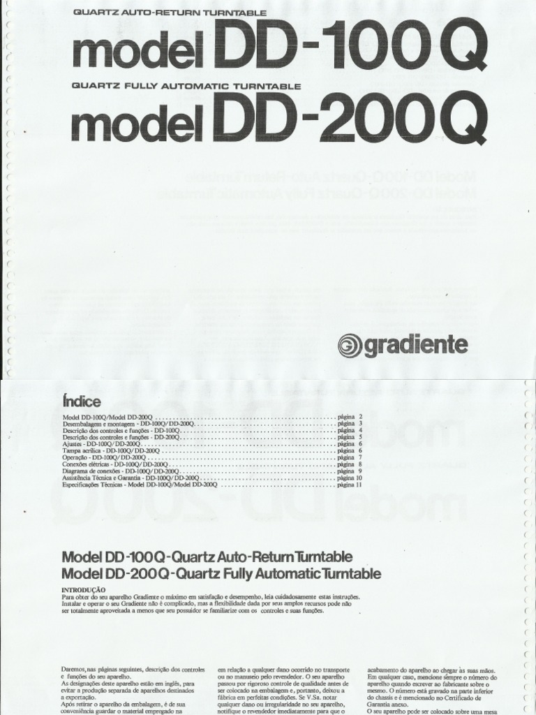 Manual DD100q Toca Disco Gradiente PDF | PDF