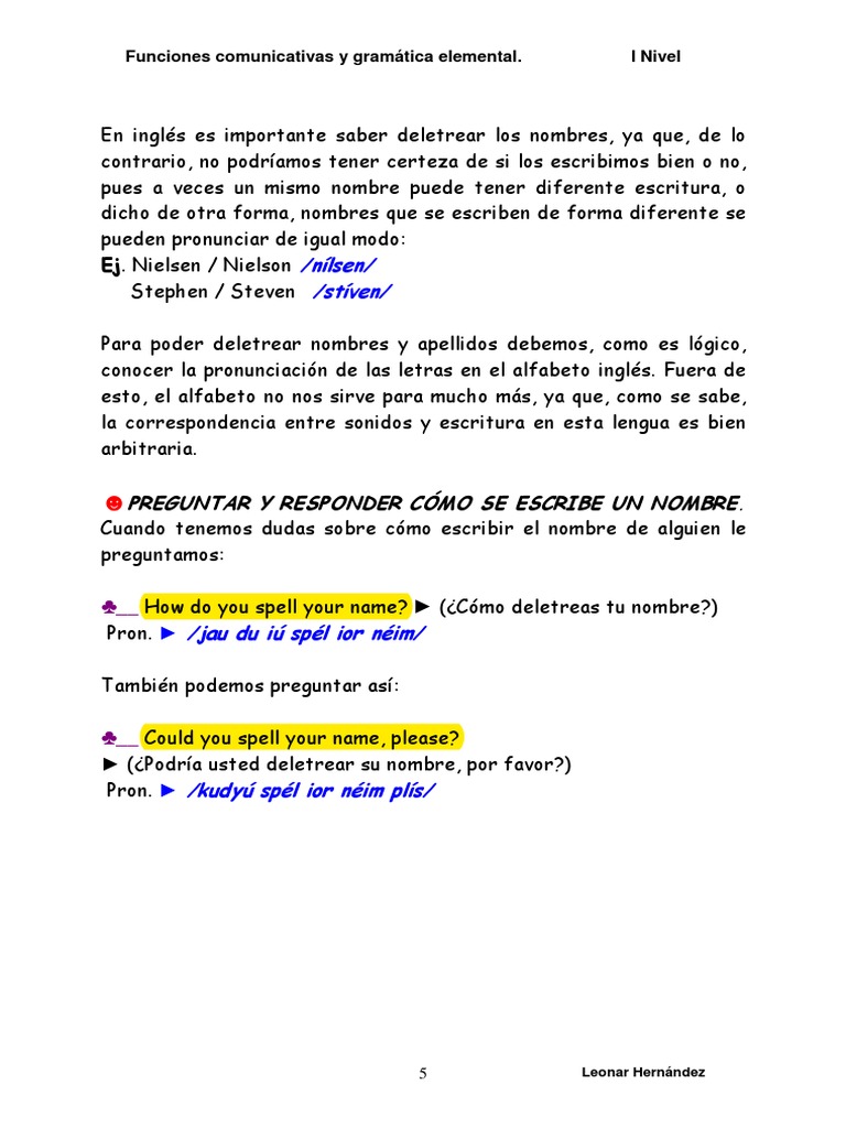 How Do You Spell Your Name | PDF