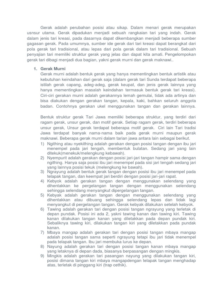 Gerak Dasar Tari | PDF