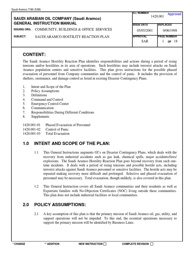 Content:: Saudi Arabian Oil Company (Saudi Aramco) General Instruction ...
