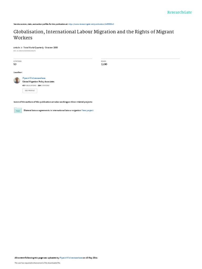 Globalisation, International Labour Migration and The Rights of Migrant ...