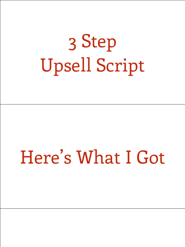 Upsell Script Walk Thru | PDF | Cyberspace | World Wide Web