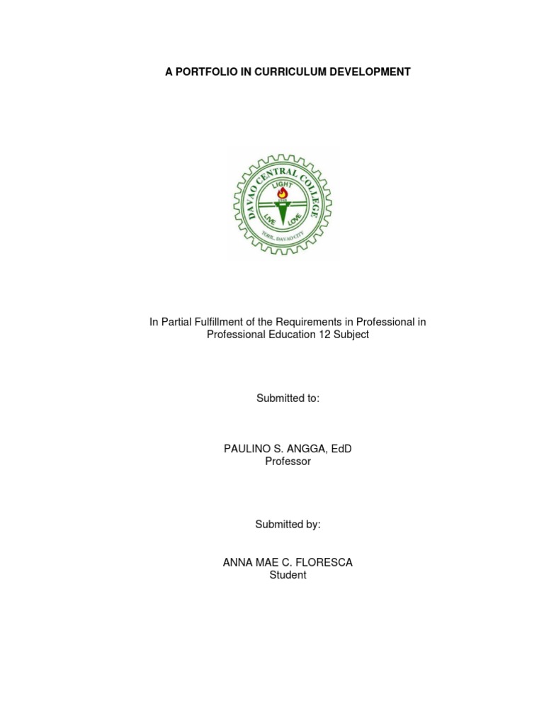 My Portfolio Preliminary Pages | PDF | Curriculum | Learning