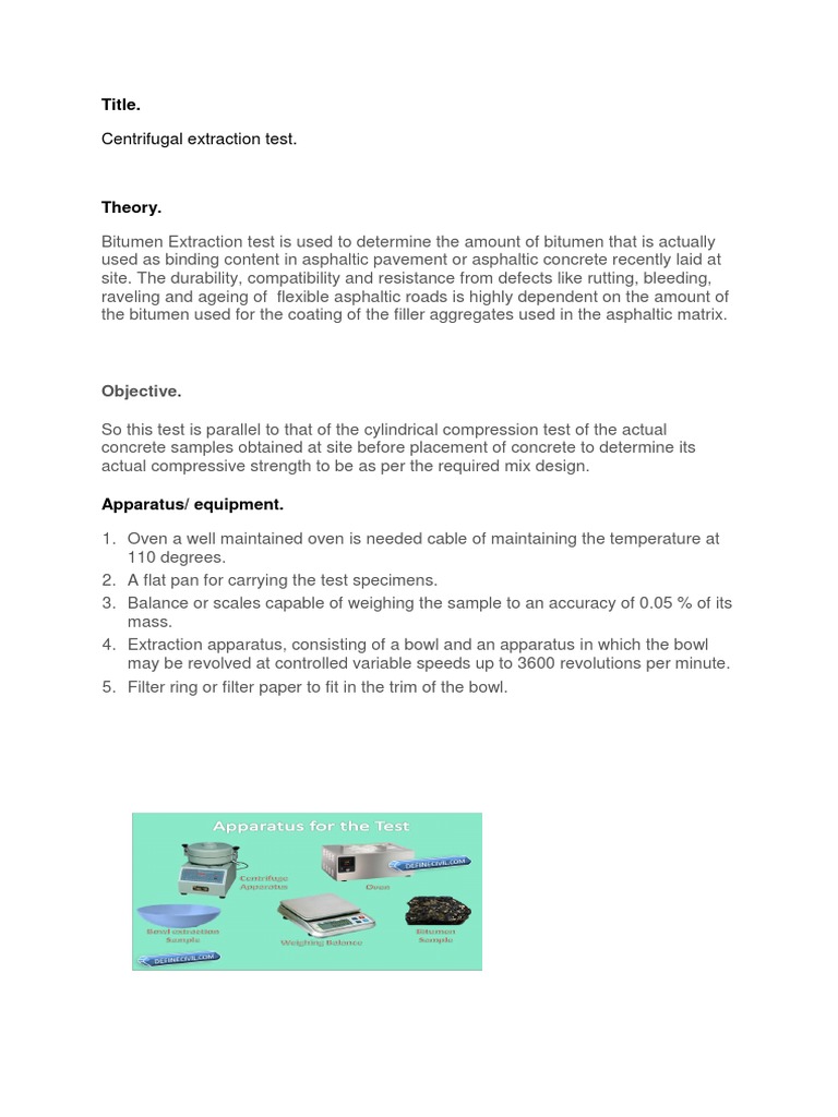 Centrigugal Extraction Lab Test | PDF | Asphalt | Centrifuge