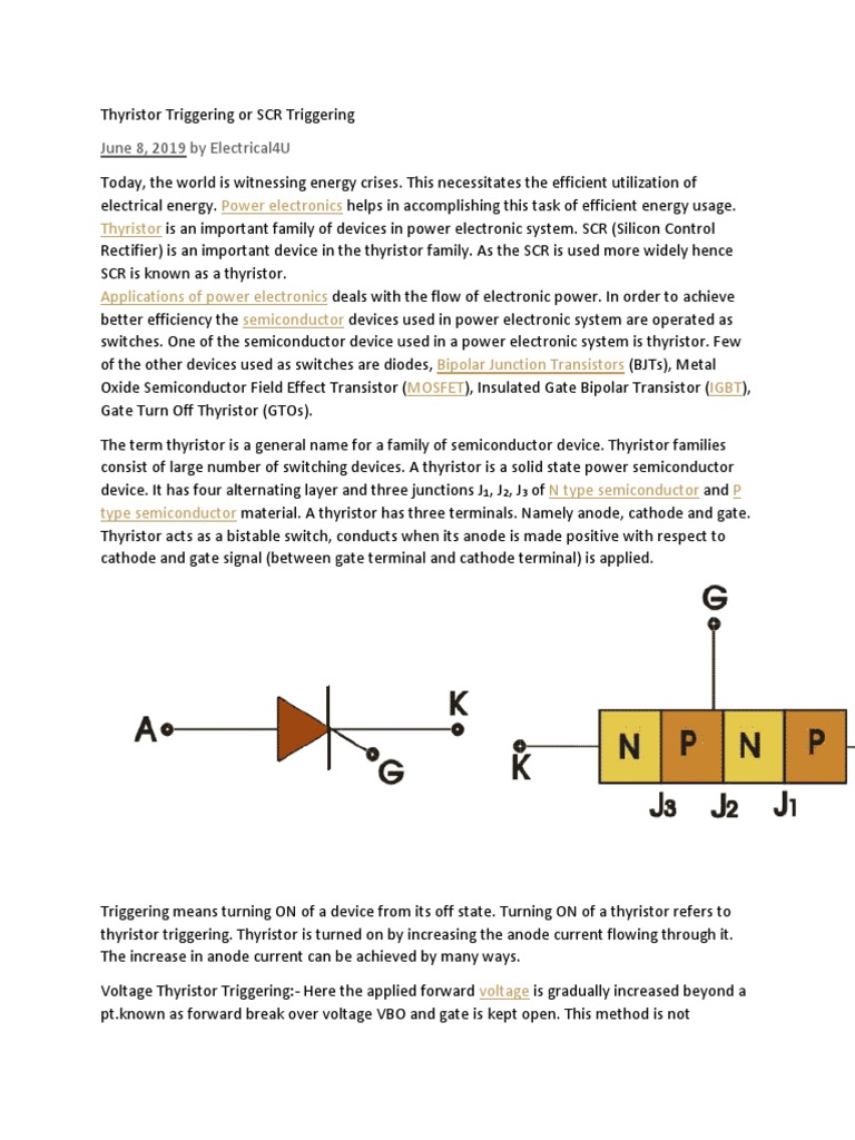 June 8, 2019 by Electrical4U: Power Electronics Thyristor | PDF | Electrical Equipment ...