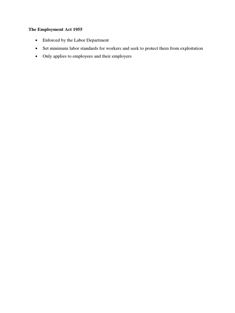 Overview of the Employment Act 1955 | PDF