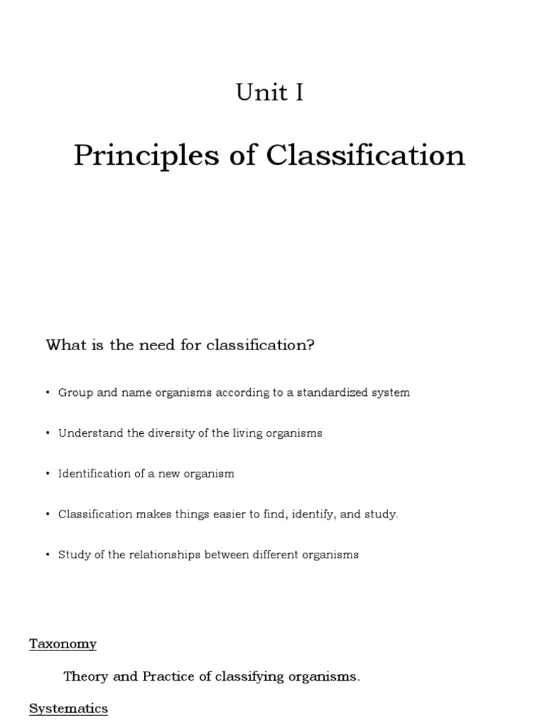 1 - Principles of Classification | PDF | Species | Taxonomy (Biology)