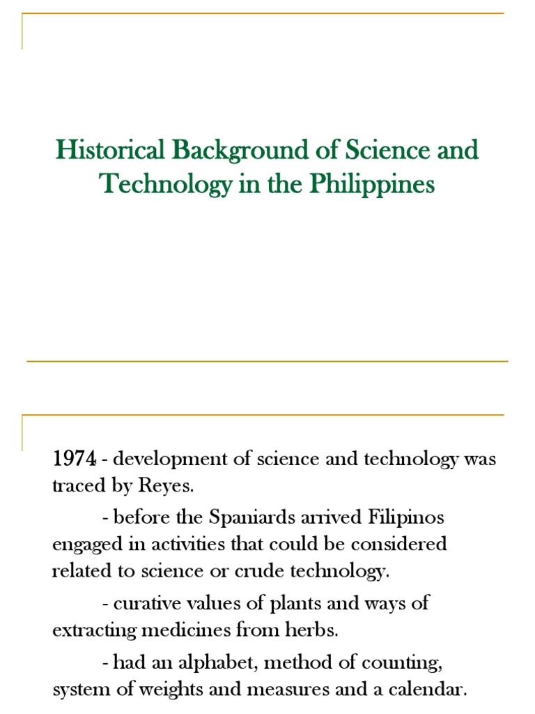 Historical Background of Science and Technology in The | PDF | Manila ...