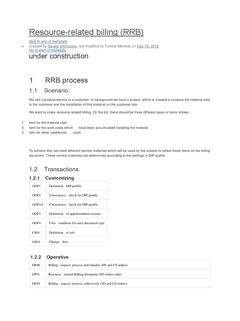 Resource-Related Billing (RRB) : Under Construction | PDF | Debits And ...
