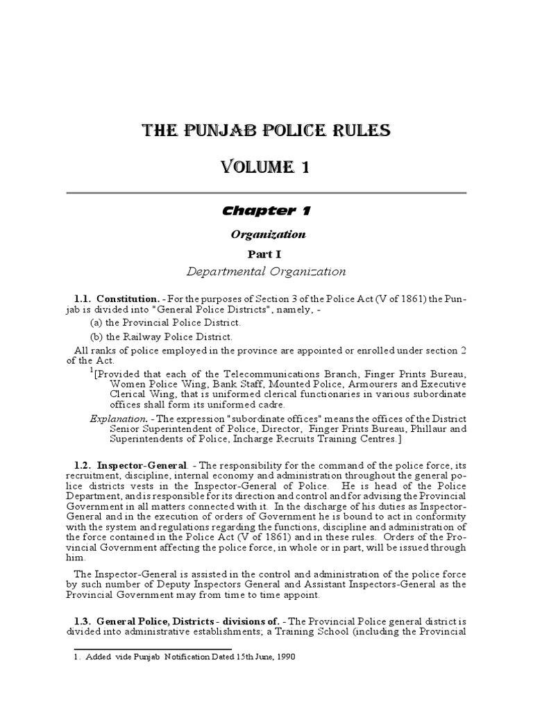 Punjab Police Rules I | PDF | Magistrate | Inspector General