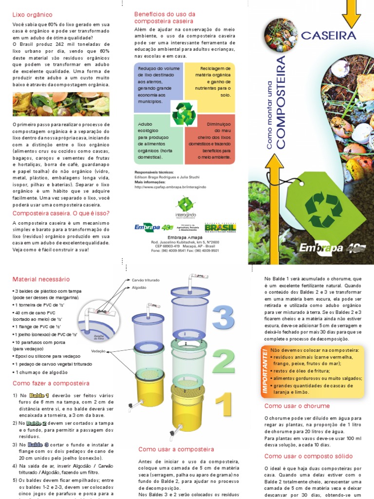 Como Montar Uma Composteira Caseira - Embrapa | PDF | Desperdício ...