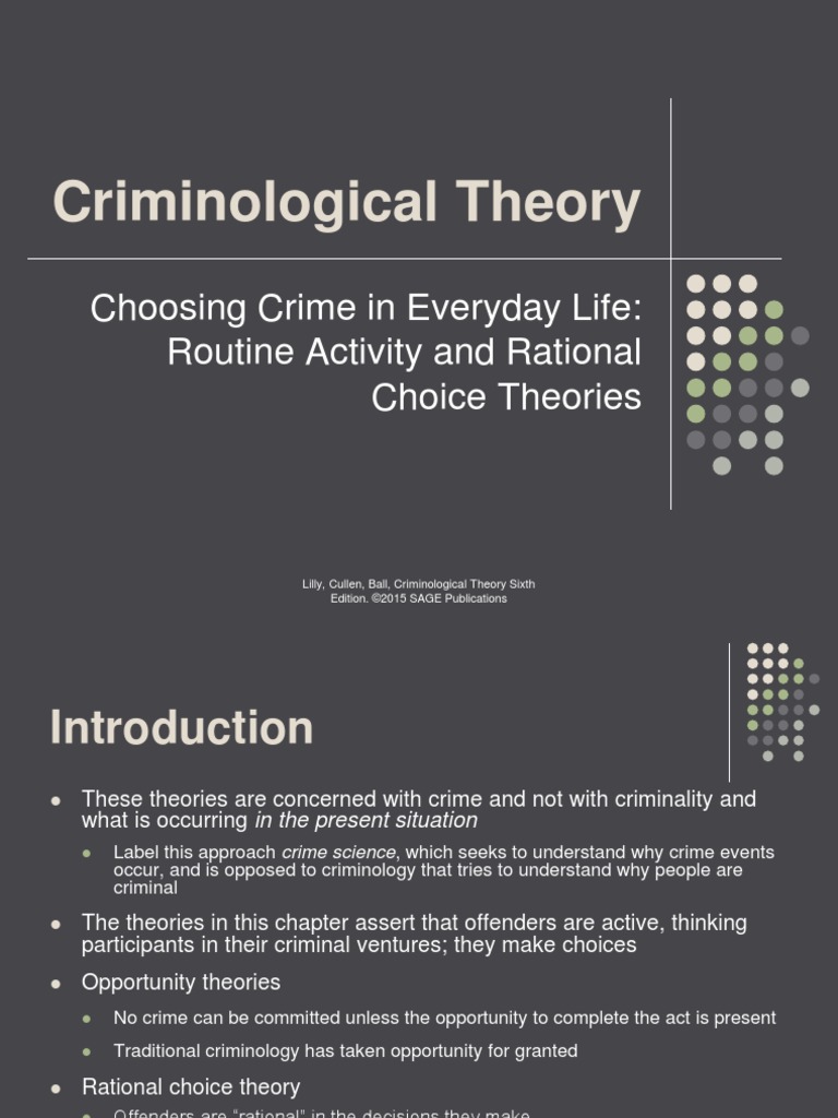 Routine Activities and Ration A Choice Theories | PDF | Criminology ...