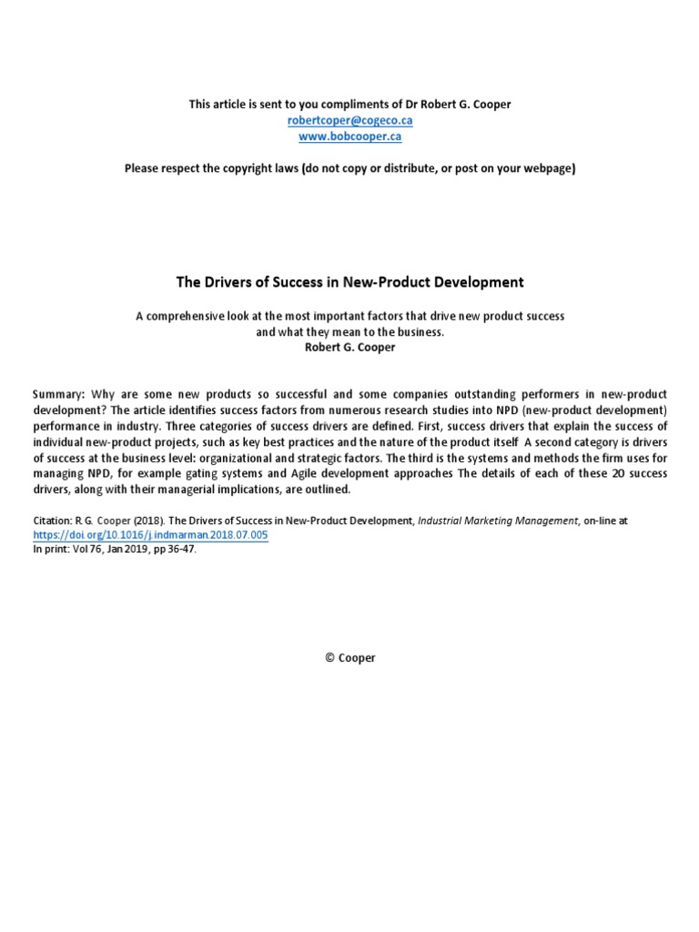 11 Success Drivers in NPD PDF | PDF | Innovation | New Product Development