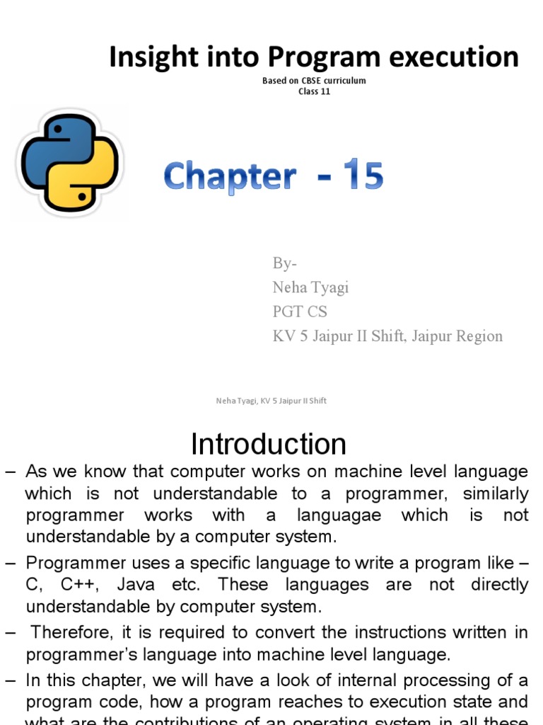 Insight Into Program Execution By Neha Tyagi Pgt Cs Kv 5 Jaipur Ii Shift Jaipur Region Pdf