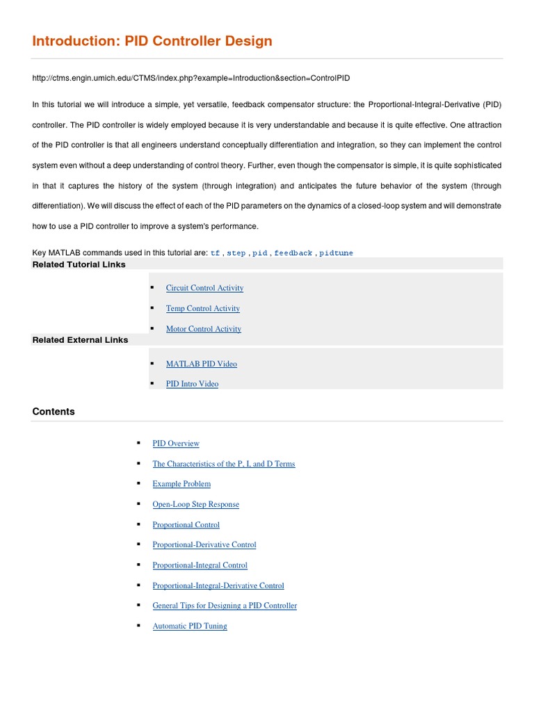PID Controller Design | PDF | Control Theory | Systems Science