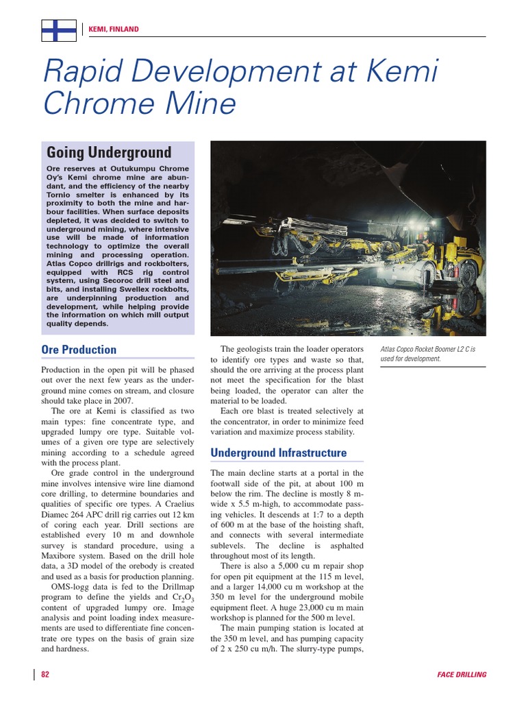 082 Rapid Development at Kemi Chrome Mine PDF | PDF | Drilling Rig | Mining