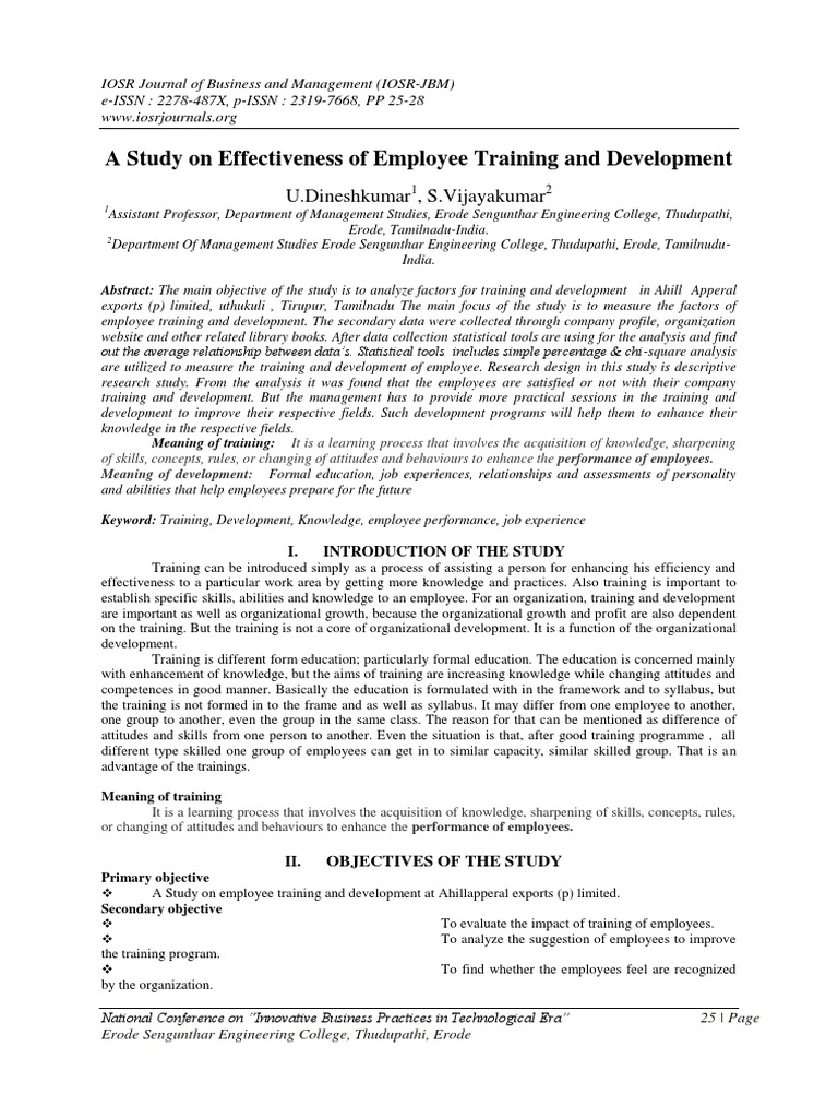 A Study On Effectiveness of Employee Training and Development | PDF ...