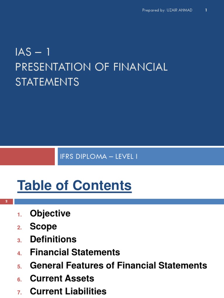 IAS - 1 Slides | PDF | Going Concern | International Financial Reporting Standards