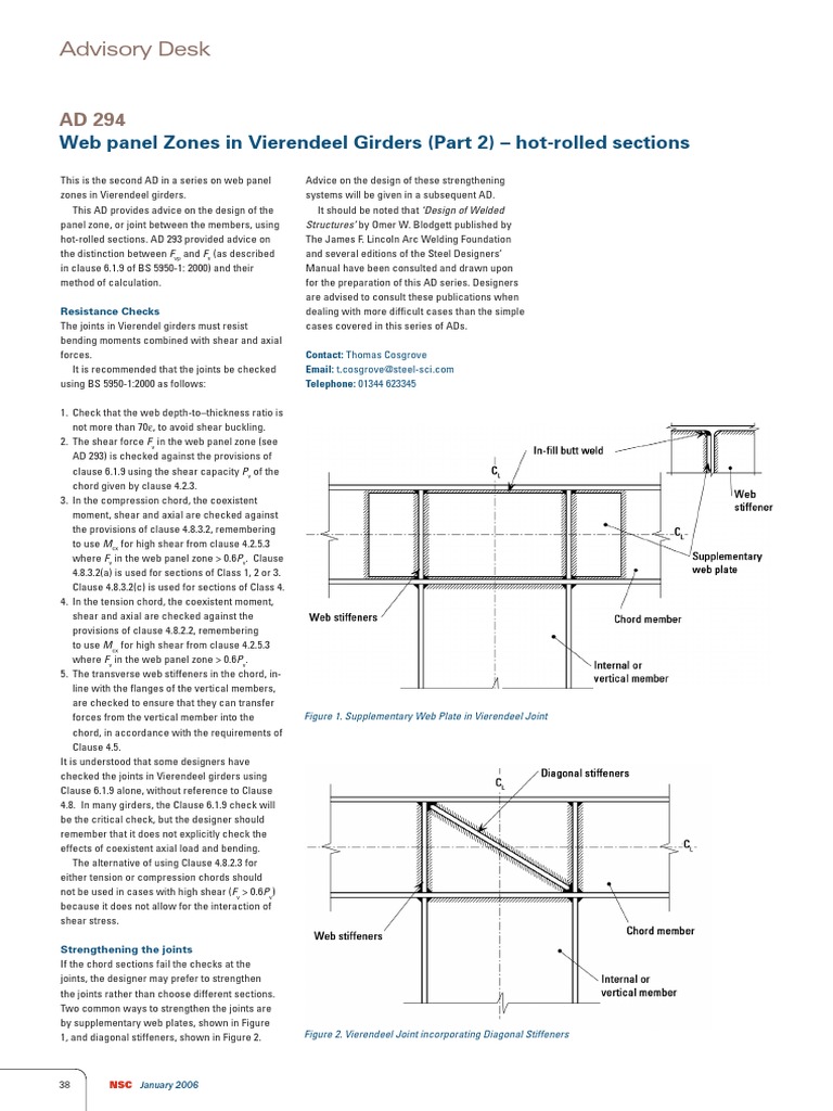 AD 294 - Web Panel Zones in Vierendeel Girders (Part 2) - Hot-Rolled ...