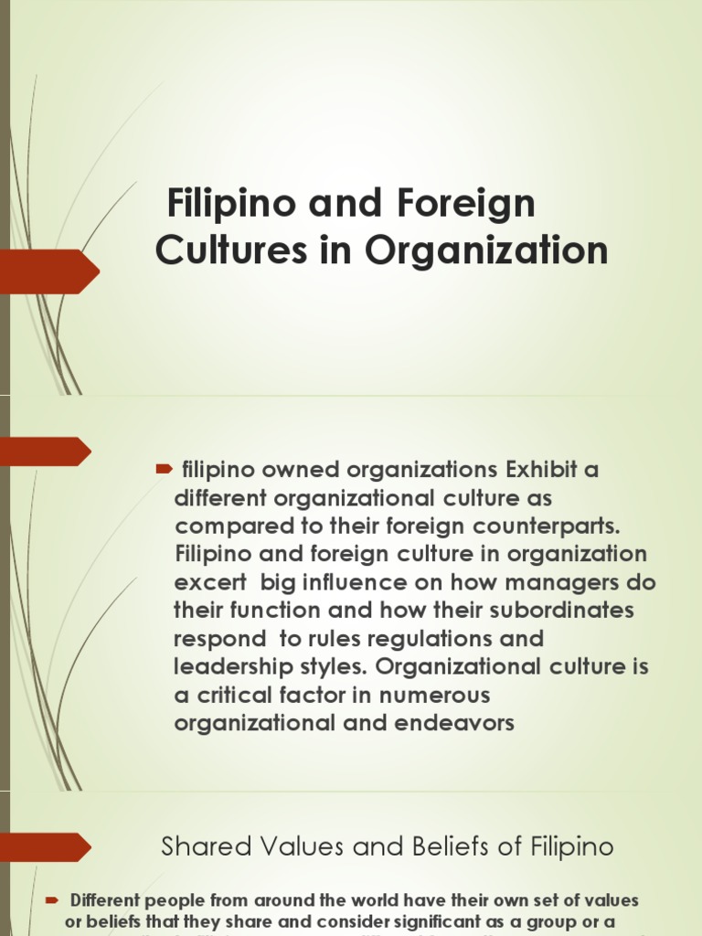 Filipino and Foreign Cultures in Management | PDF | Value (Ethics ...