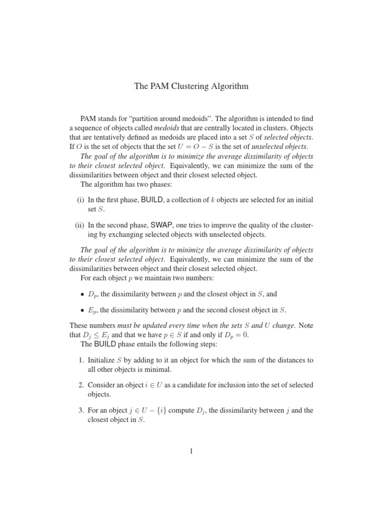 The PAM Clustering Algorithm: Build | Download Free PDF | Mathematical Logic | Cognitive Science