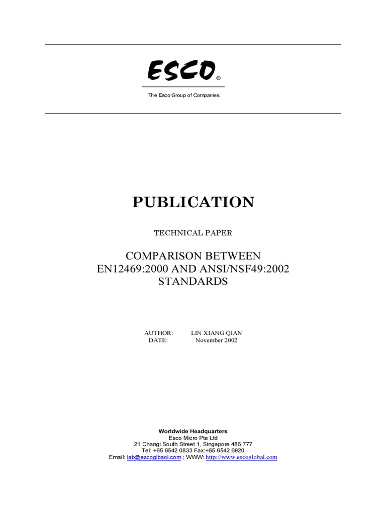 EN 12469 vs NSF 49 Standards Overview | PDF
