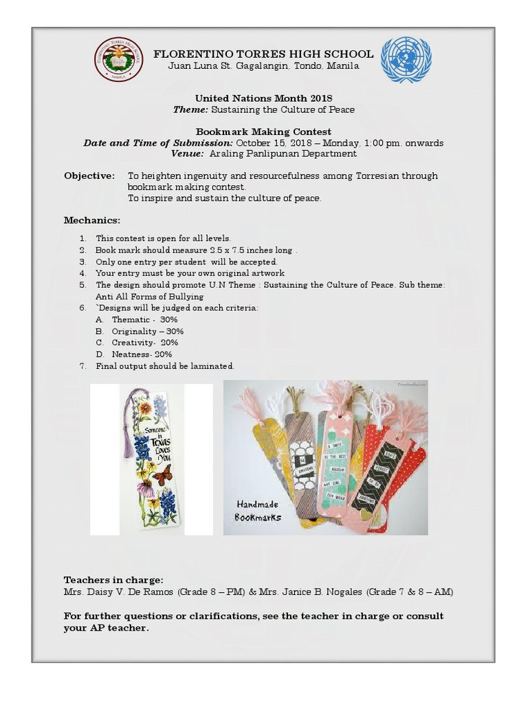 Mechanics For Bookmark Making Contest | PDF