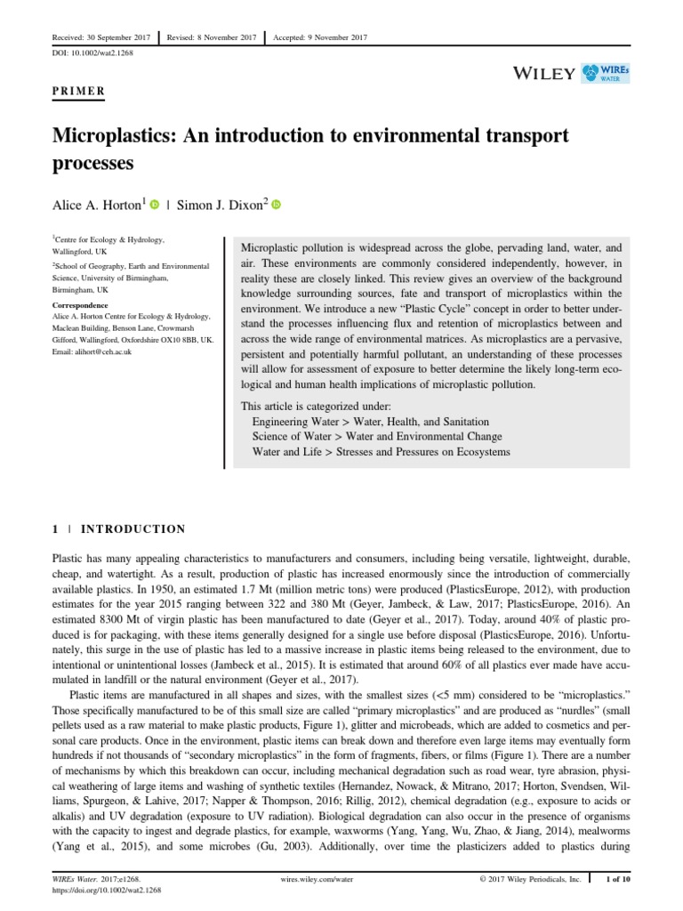 Microplastics: An Introduction To Environmental Transport Processes ...
