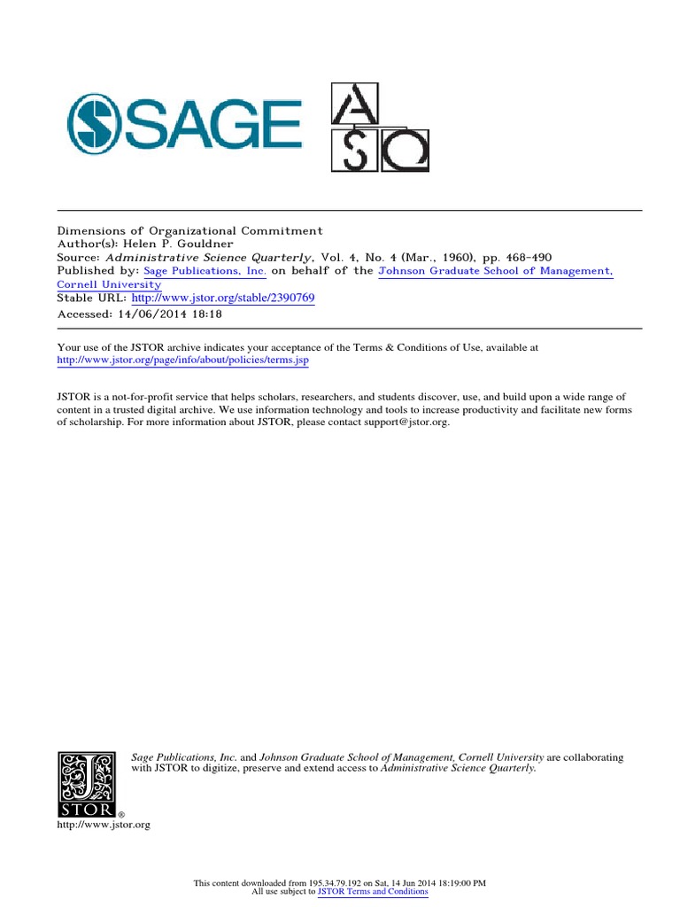Dimensions of Organizational Commitment | PDF | Factor Analysis | Value ...