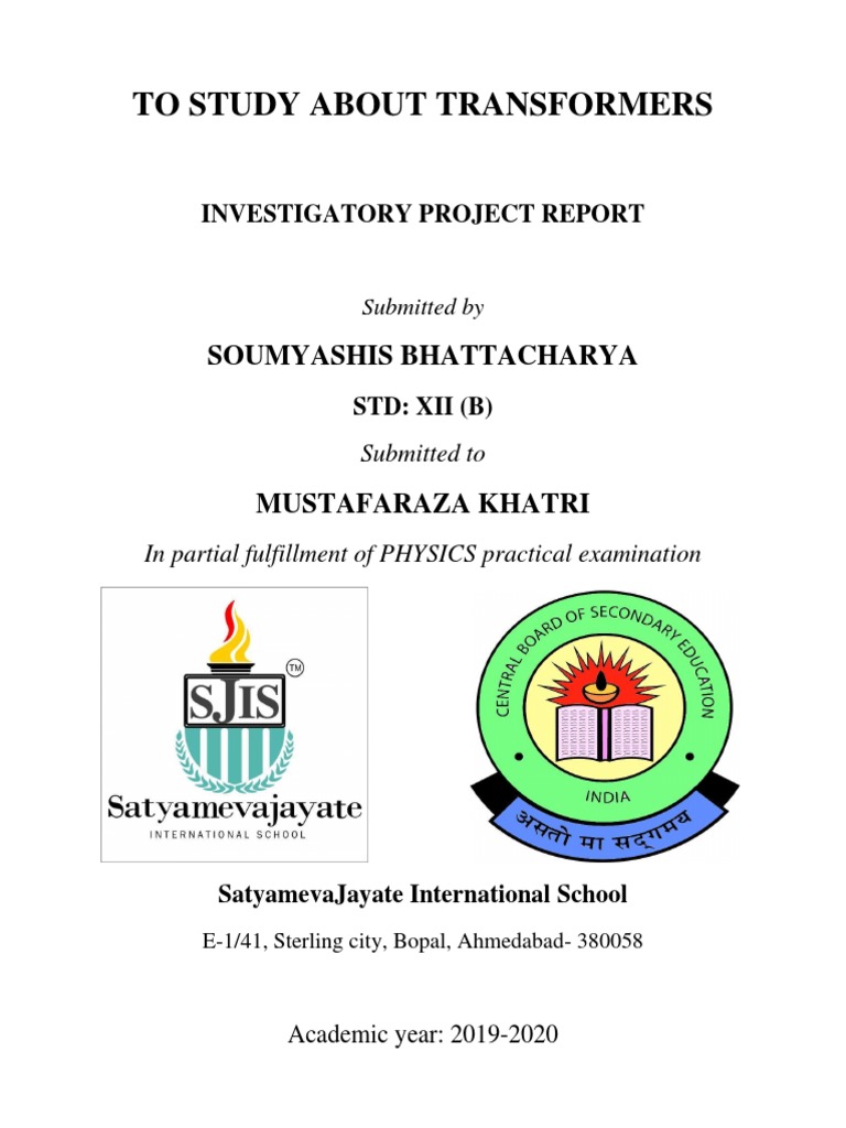 Physics Investigatory Project Frontpage 1 | PDF