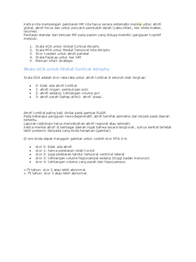 Skala GCA Untuk Global Cortical Atrophy | PDF