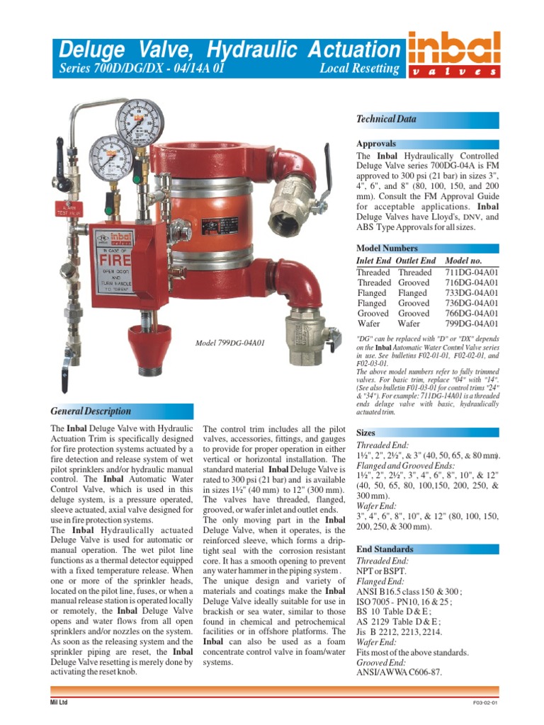 Inbal Deluge Valve | PDF | Fire Sprinkler System | Valve