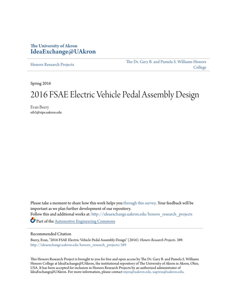 2016 FSAE Electric Vehicle Pedal Assembly Design | PDF | Nut (Hardware ...