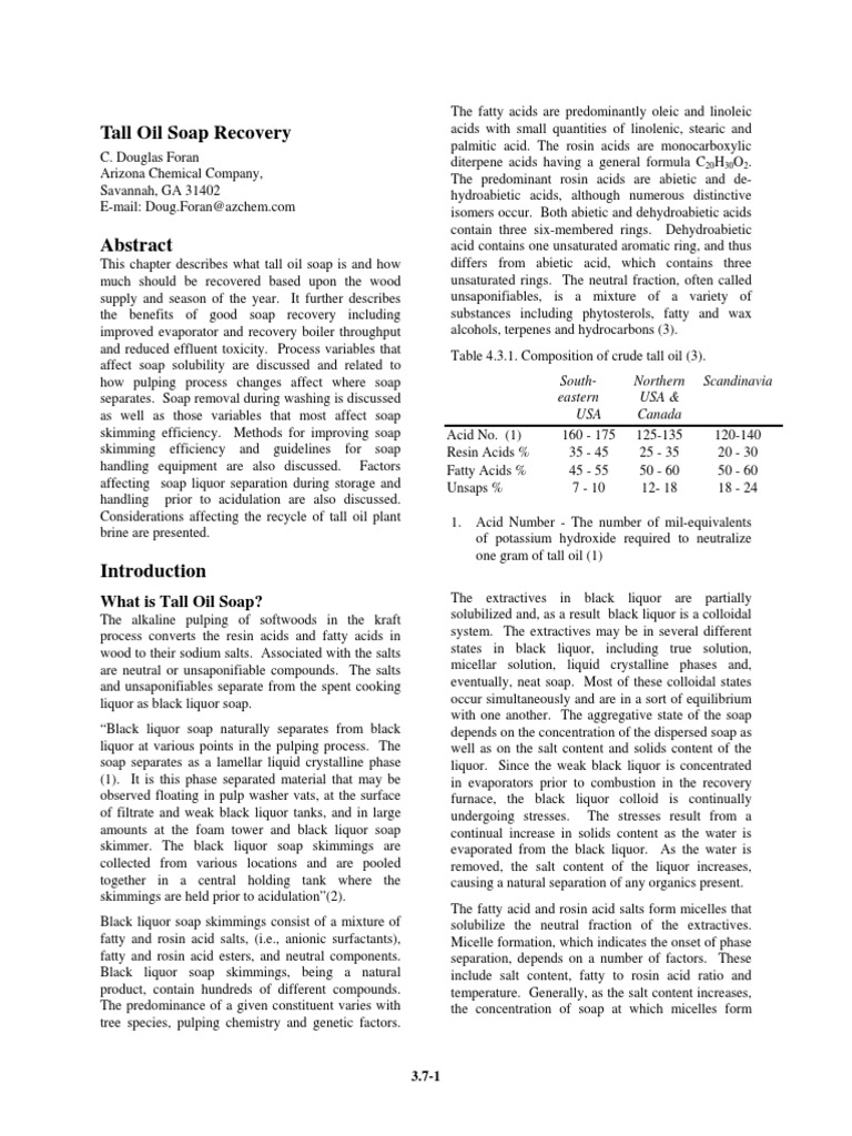 Tall Oil Soaps | PDF | Industrial Processes | Chemical Compounds