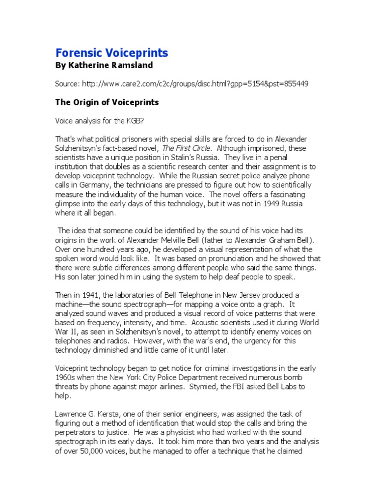 Forensic Voiceprints B Sack Ground | PDF | Human Voice | Sound