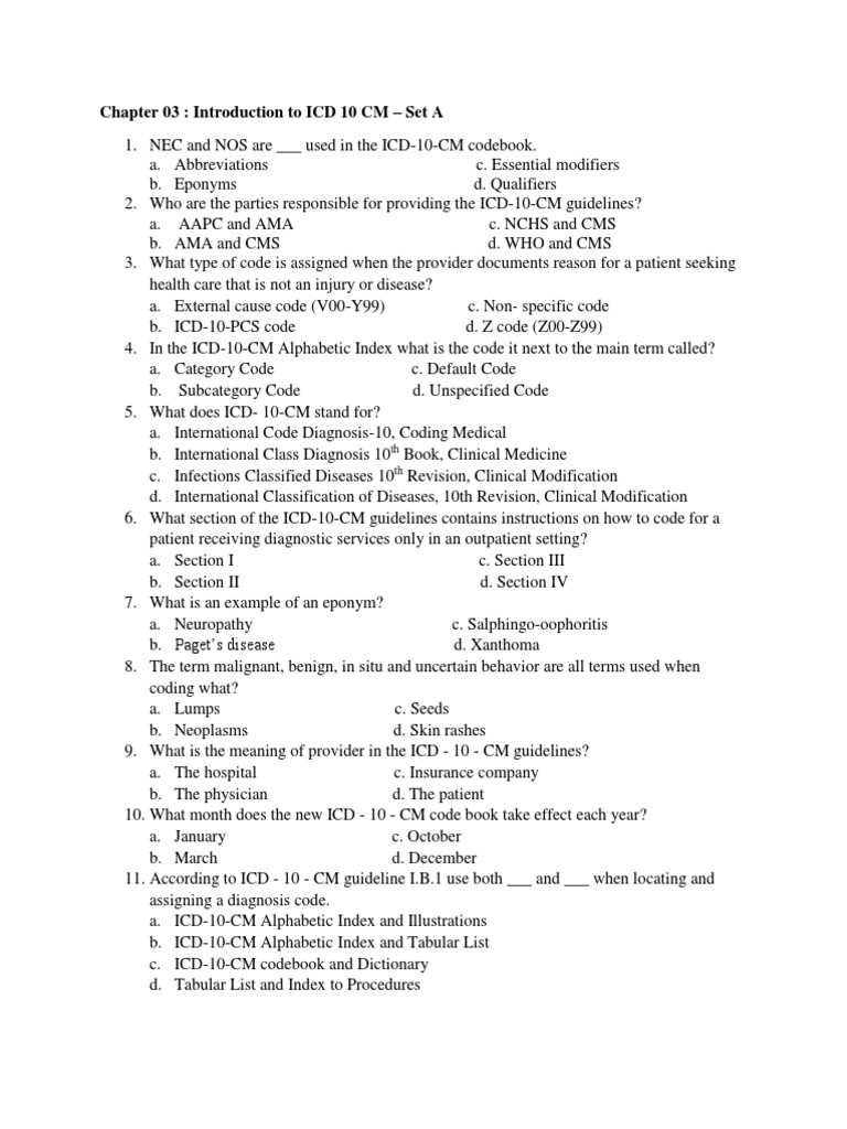 Chapter 03 Intro Icd 10 CM | PDF | International Statistical ...