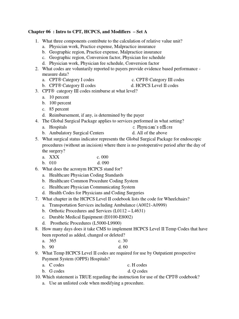 Chapter 06 Intro To CPT, HCPCS, and Modifiers | PDF | Surgery | Health Care