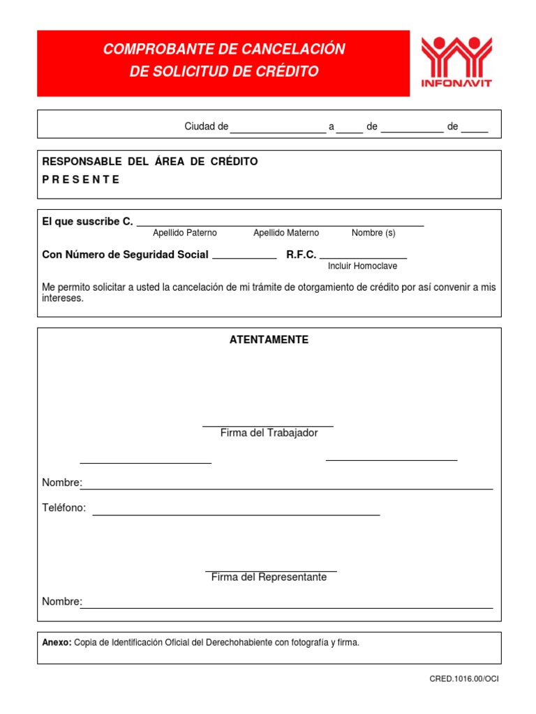 Solicitud Cancelación Infonavit Formato