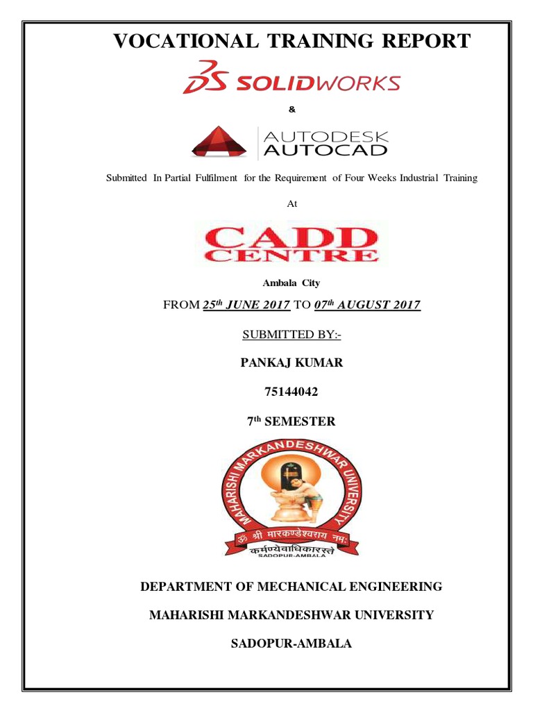 SolidWorks & AutoCAD Training Report | PDF | Autodesk | Auto Cad