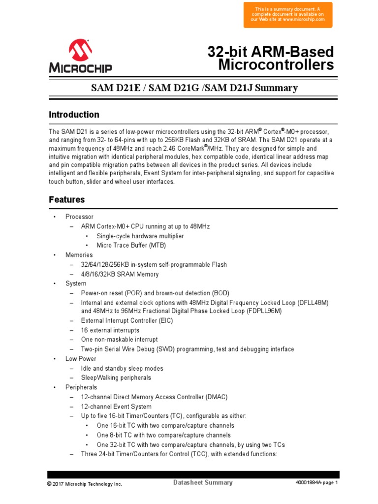 32-Bit ARM-Based Microcontrollers: SAM D21E / SAM D21G /SAM D21J ...