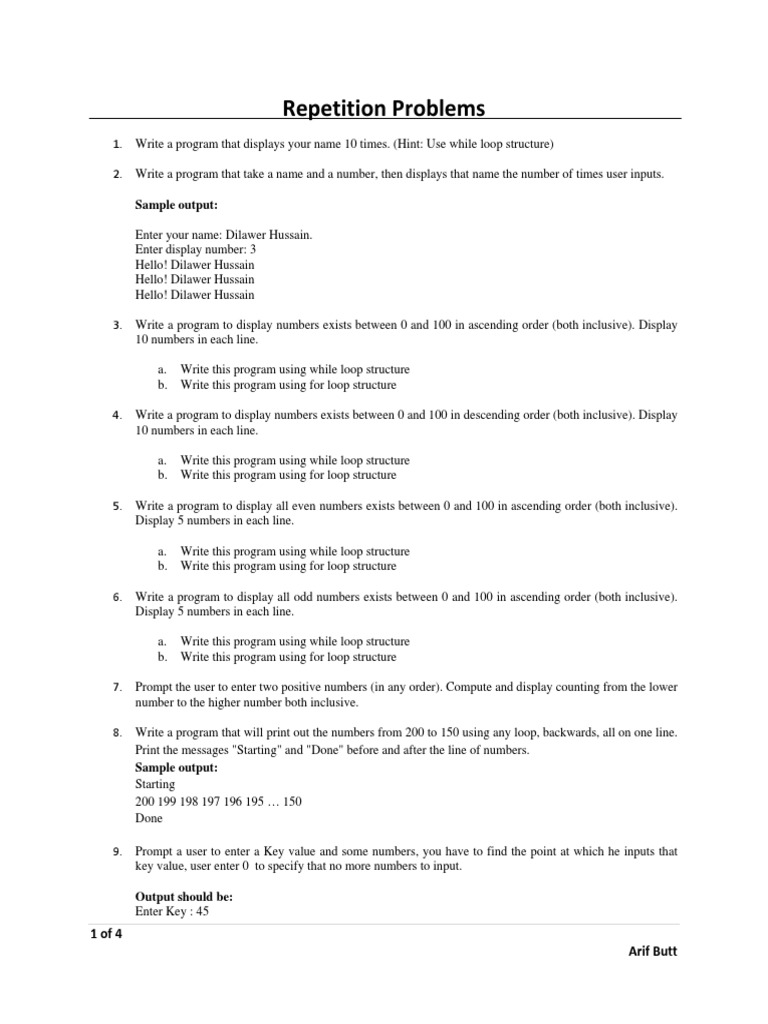 26 Loop Problems | PDF | Numbers | Parameter (Computer Programming)