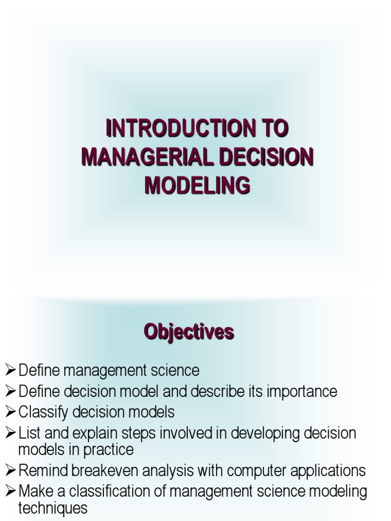 Introduction To Managerial Decision Modeling | PDF | Mathematical Model ...
