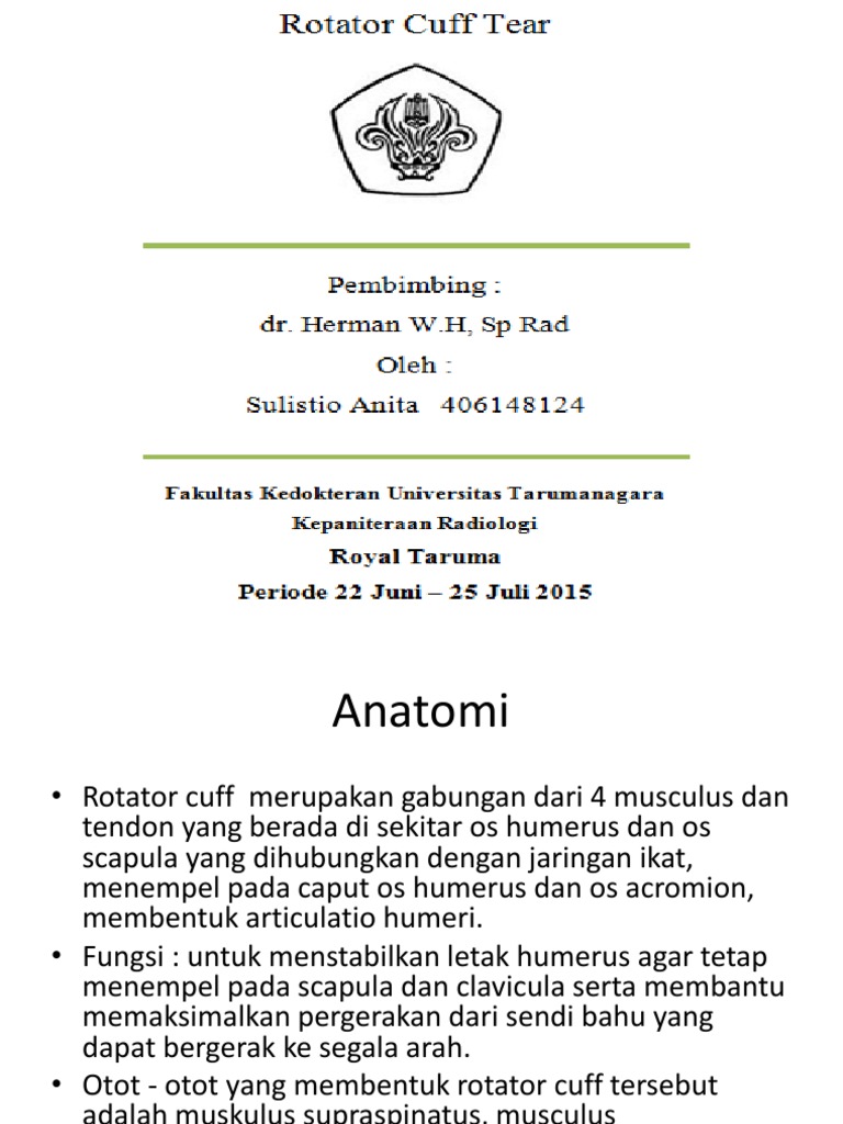 Pemahaman tentang Robekan Rotator Cuff | PDF | Kesehatan Holistik ...