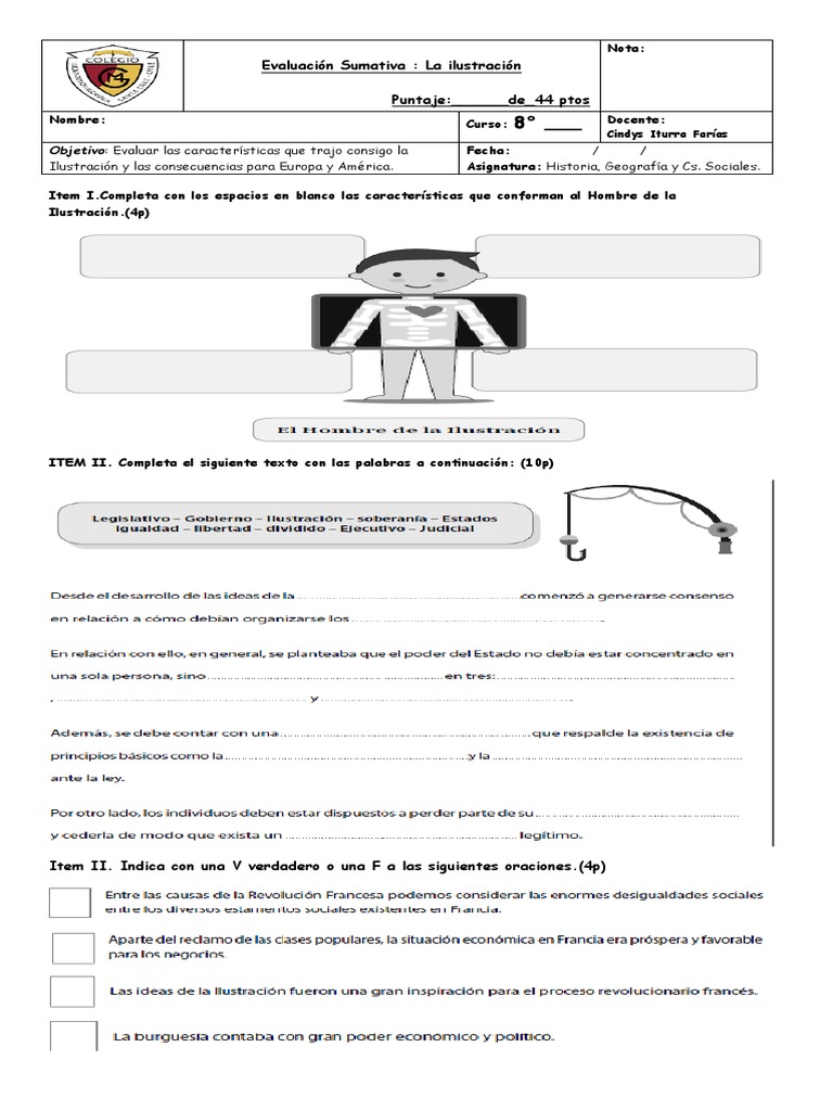 Prueba de Historia 8vo La Ilustración | PDF | Era de iluminacion | Ciencias Políticas