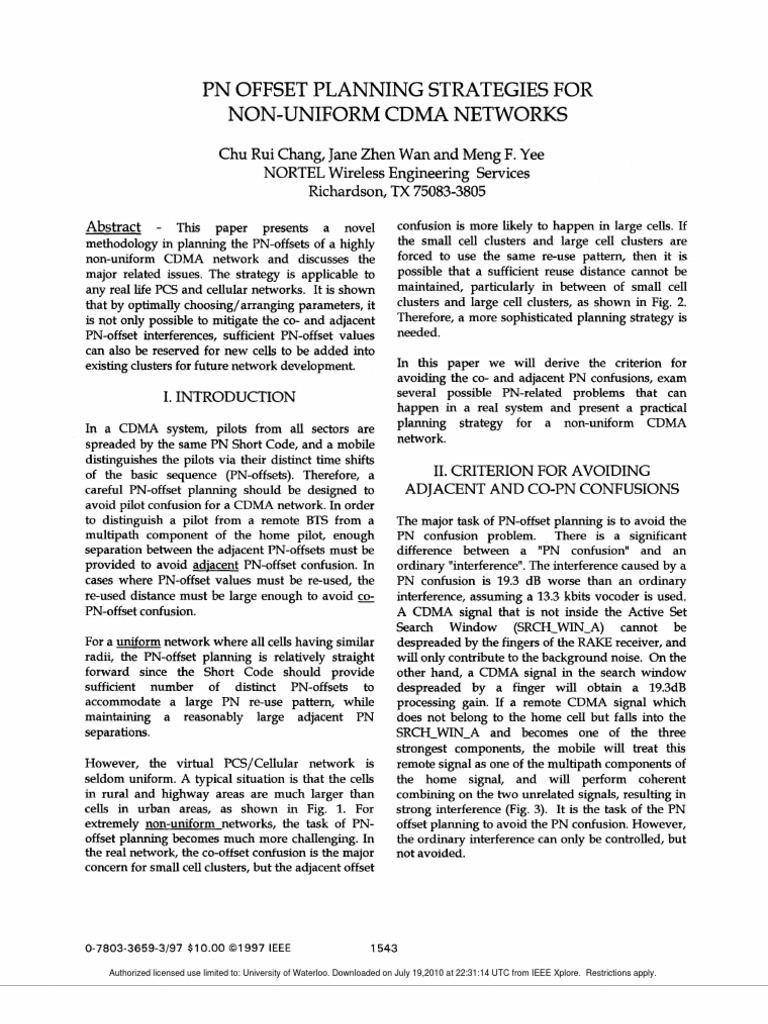 PN Offset Planning Strategies For Non-Uniform Cdma Networks | PDF ...