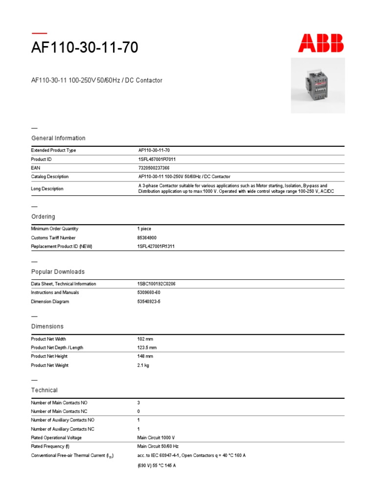Ficha Tecnica Abb | PDF | Electrical Connector | Relay