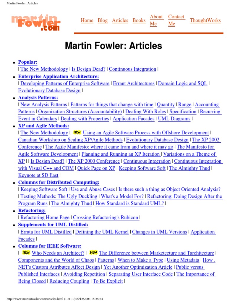 Martin Fowler Articles PDF | PDF | Agile Software Development ...
